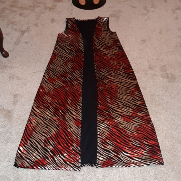Tops | Custom Metallic Silver Black Red Duster Size Lar | Poshmark